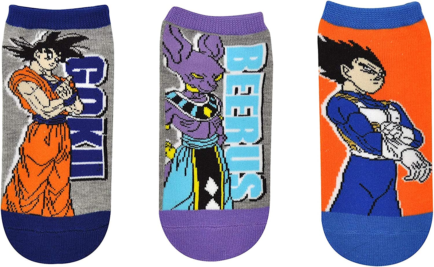 Dragon Ball Super Goku Vegeta Beerus Lowcut Socks 3-Pack – Fundom