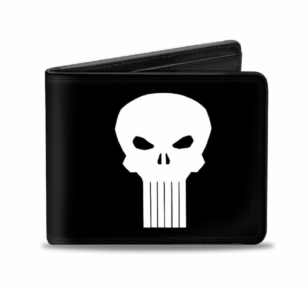 Punisher Marvel White Skull Logo On Black Bi-Fold Wallet – Fundom